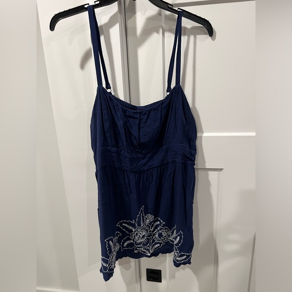 torrid | Tops | Torrid Dark Blue Camisole With White Embroidery | Poshmark